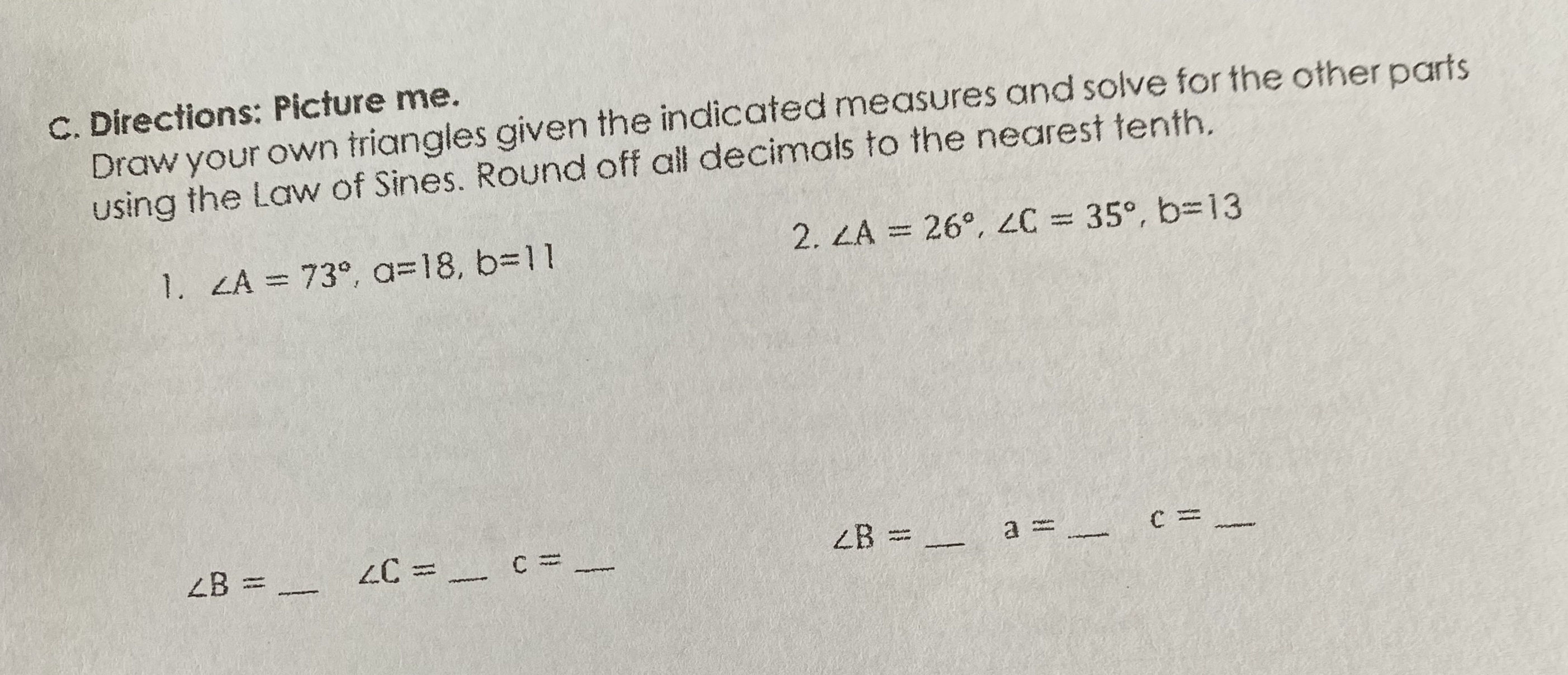 C. Directions: Picture me. Draw your own | StudyX