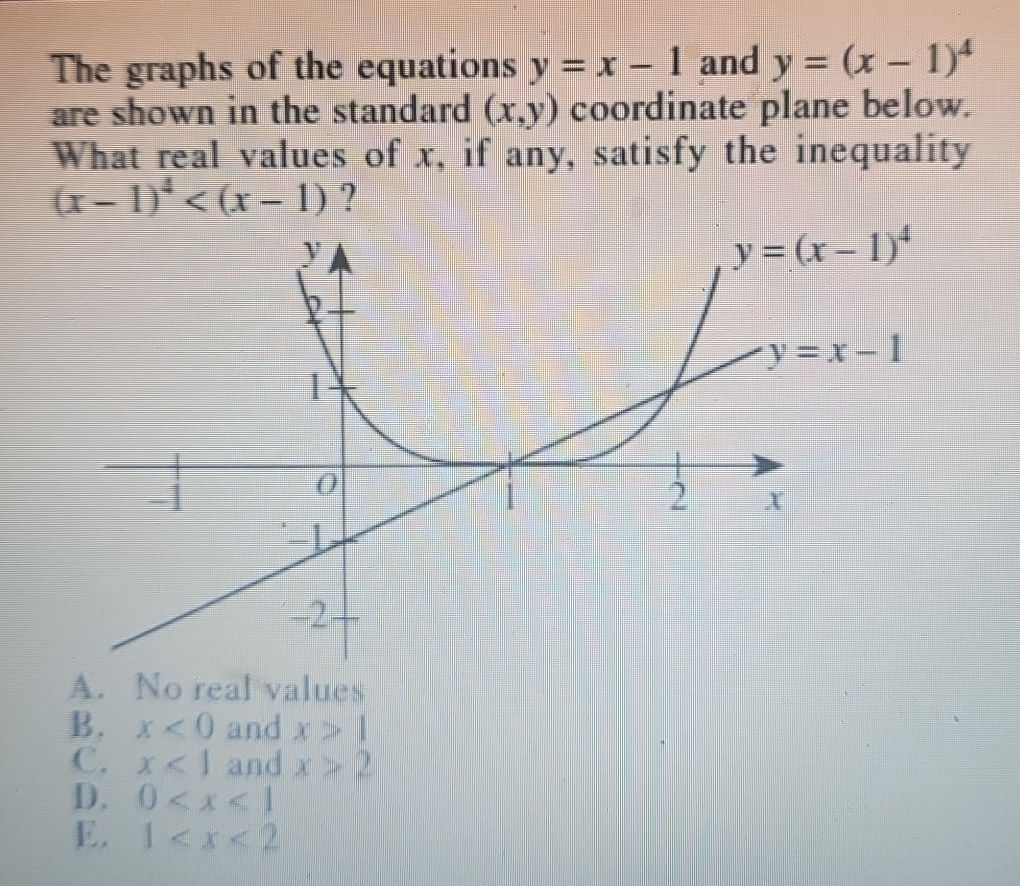 The graphs of the equations $y = x - 1$ and | StudyX