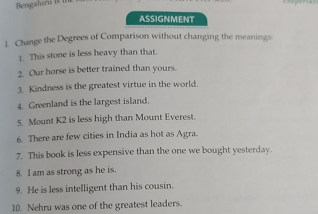 Change the Degrees of Comparison without | StudyX