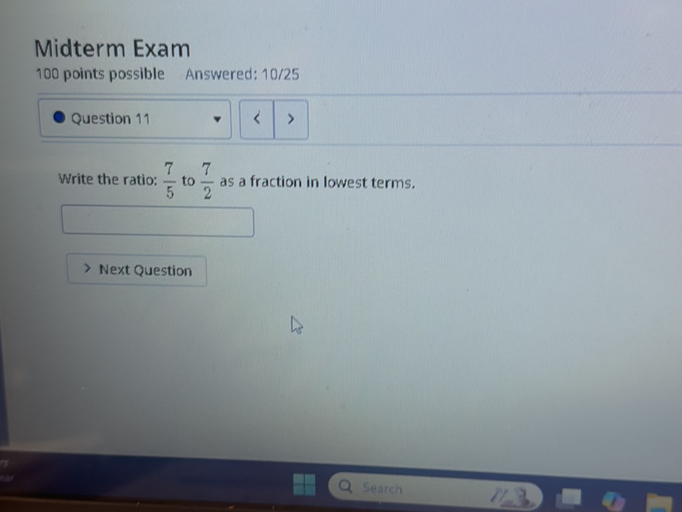 Write the ratio: $ {7}{5}$ to $ {7}{2}$ as a | StudyX