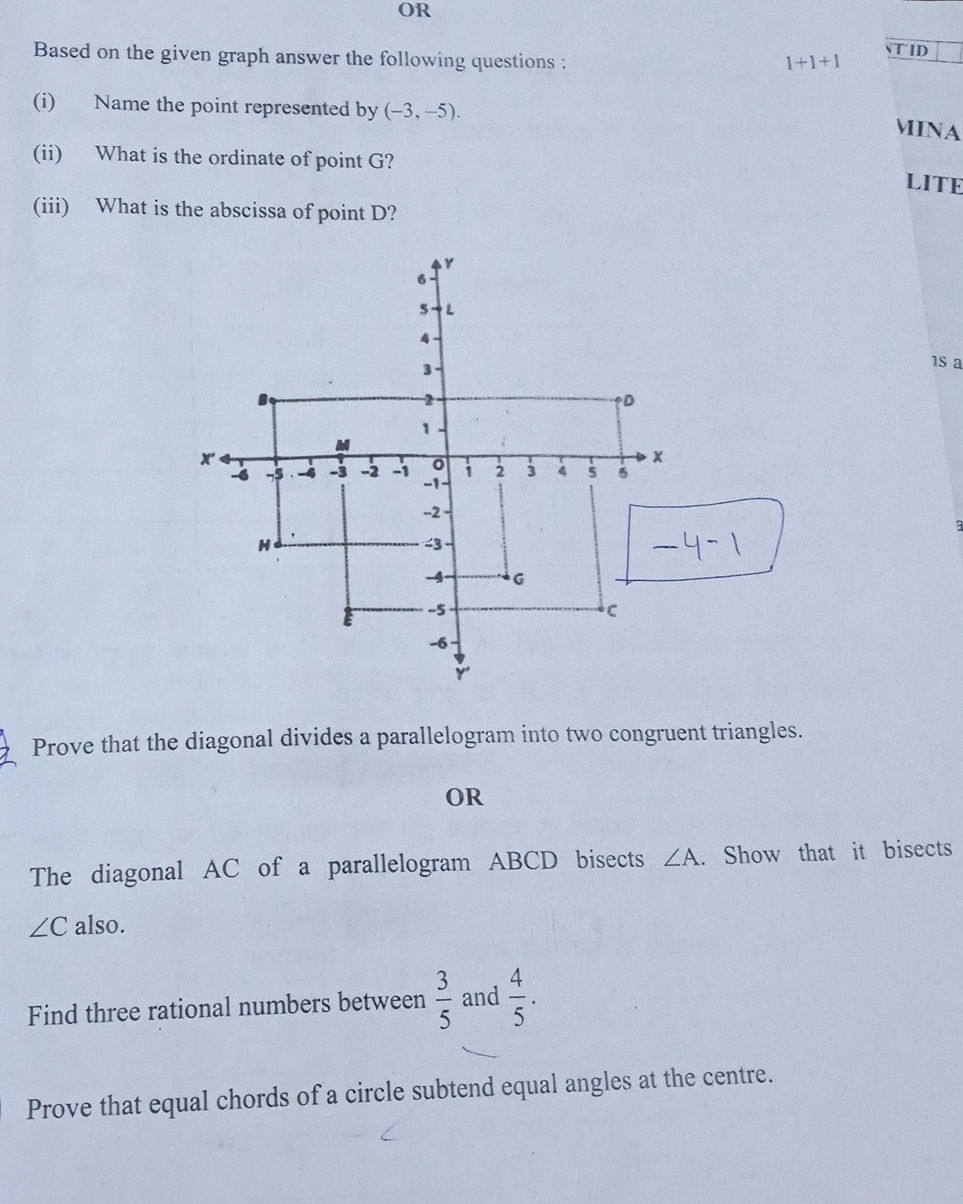 Based on the given graph answer the | StudyX