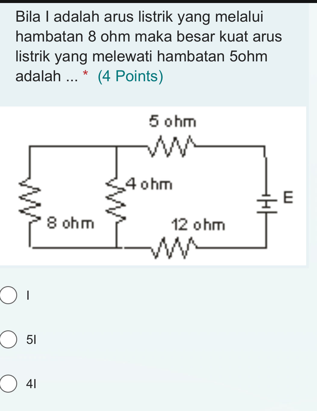 Bila I adalah arus listrik yang melalui | StudyX