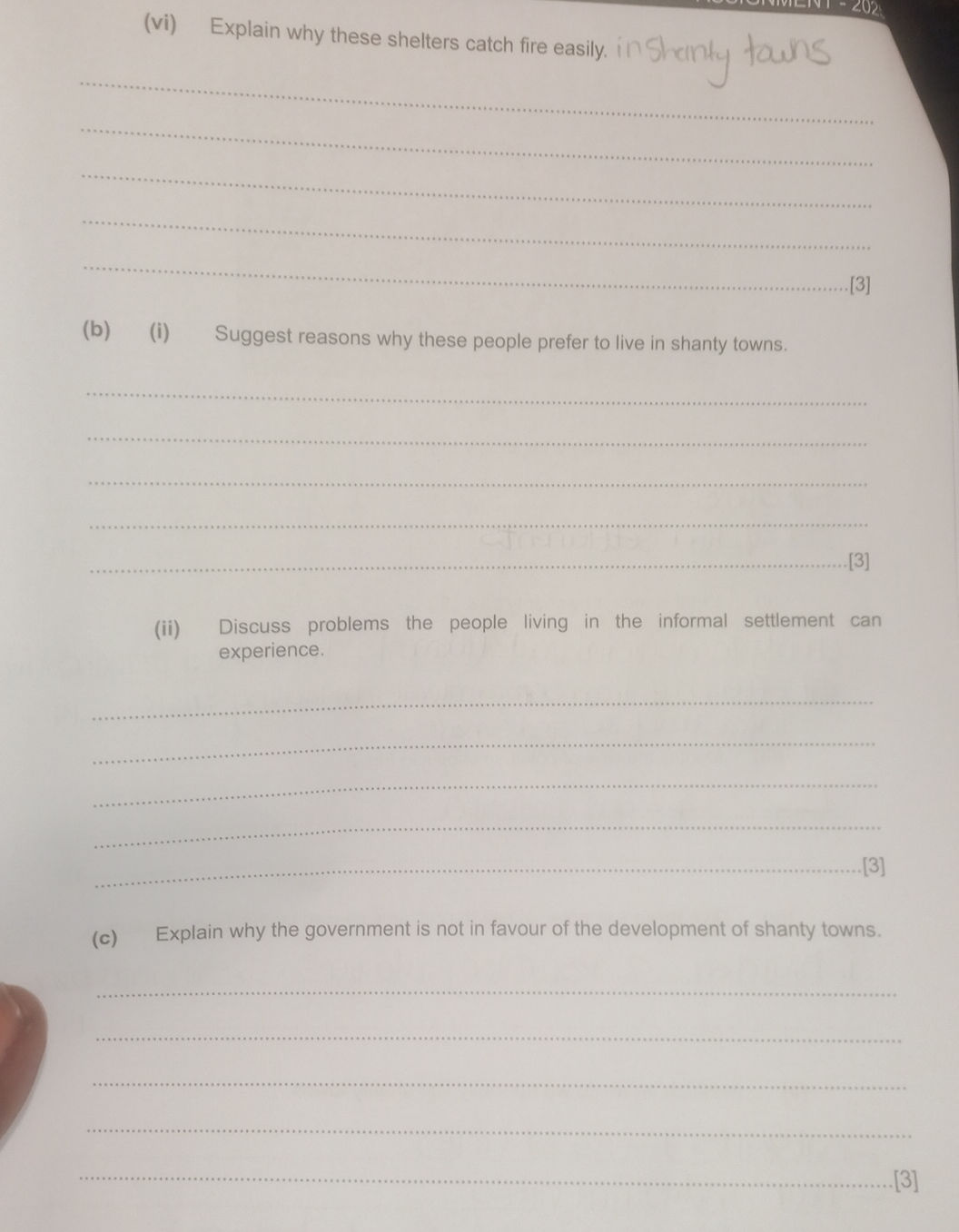 (vi) Explain why these shelters catch fire | StudyX