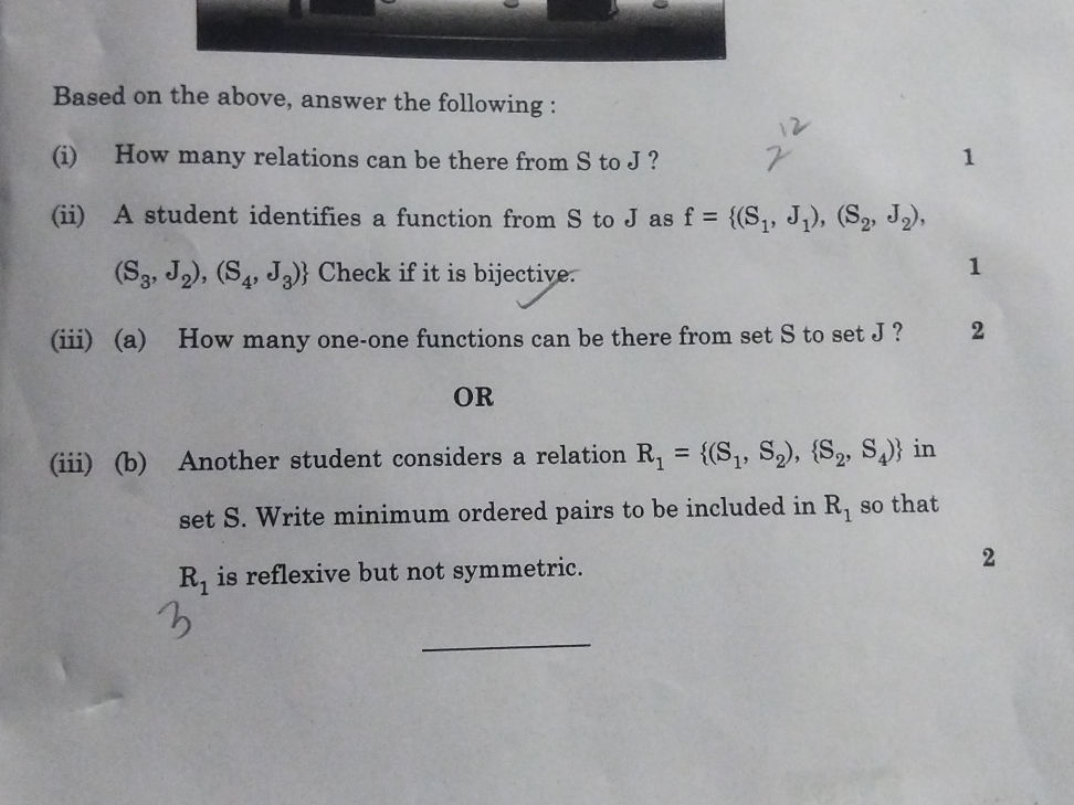 (i) How many relations can be there from S | StudyX