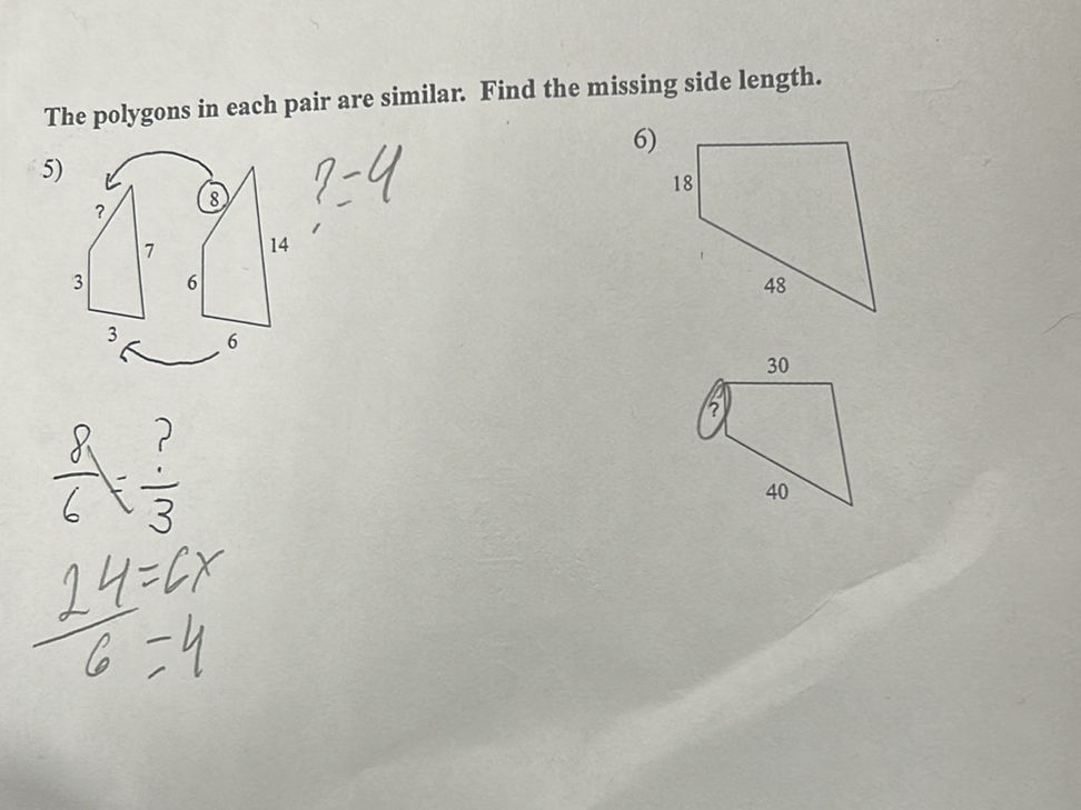 The polygons in each pair are similar. Find | StudyX