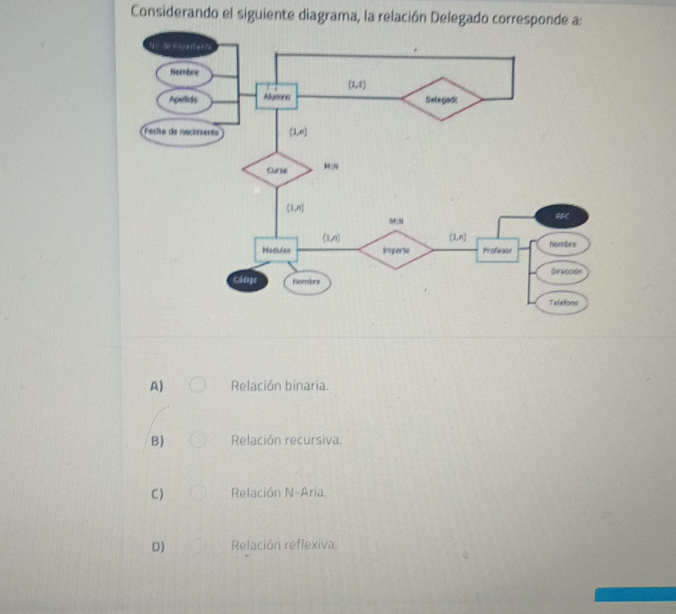 Considerando el siguiente diagrama, la