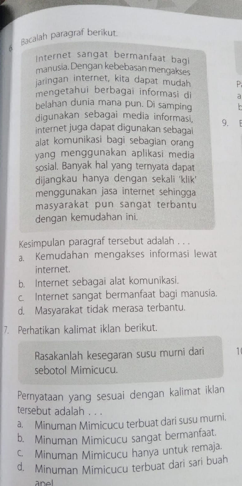 6. Bacalah paragraf berikut. Internet | StudyX