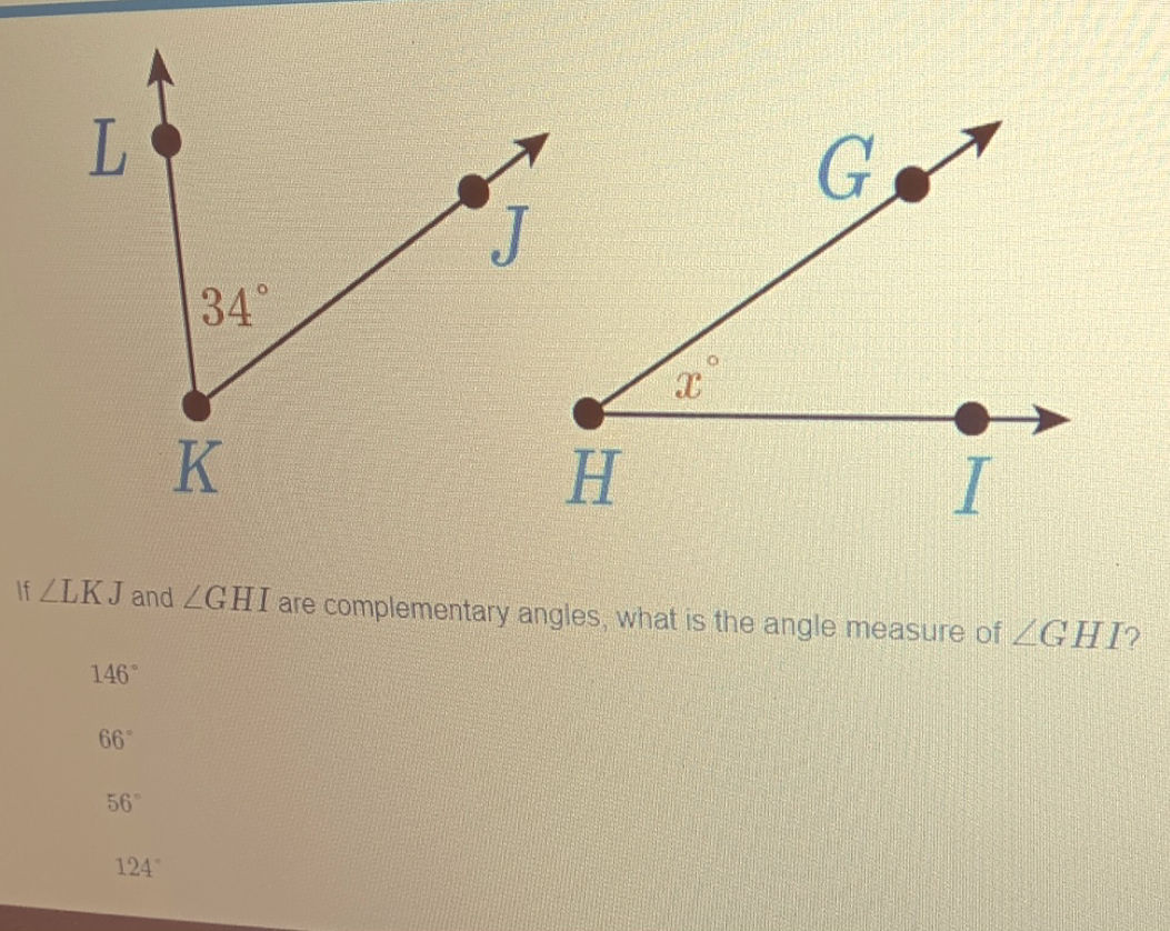 If $ LKJ$ and $ GHI$ are complementary | StudyX