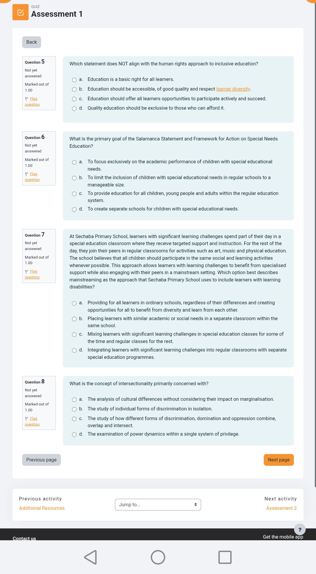 Question 5 Which statement does NOT align | StudyX