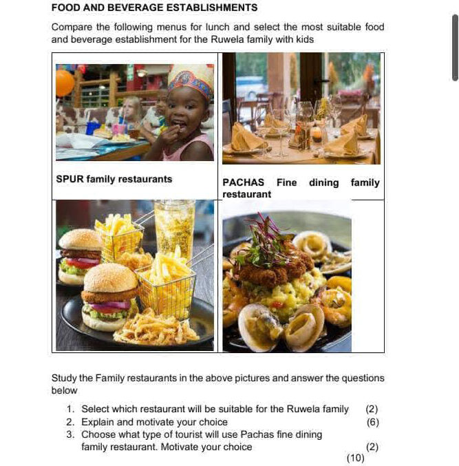 Compare the following menus for lunch and | StudyX