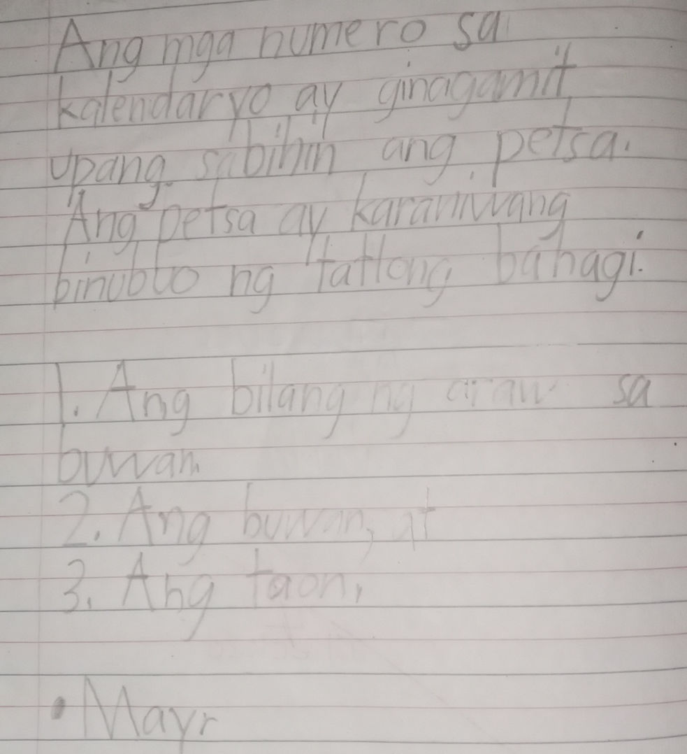 Ang mga humero sa kalendaryo ay ginagamit | StudyX