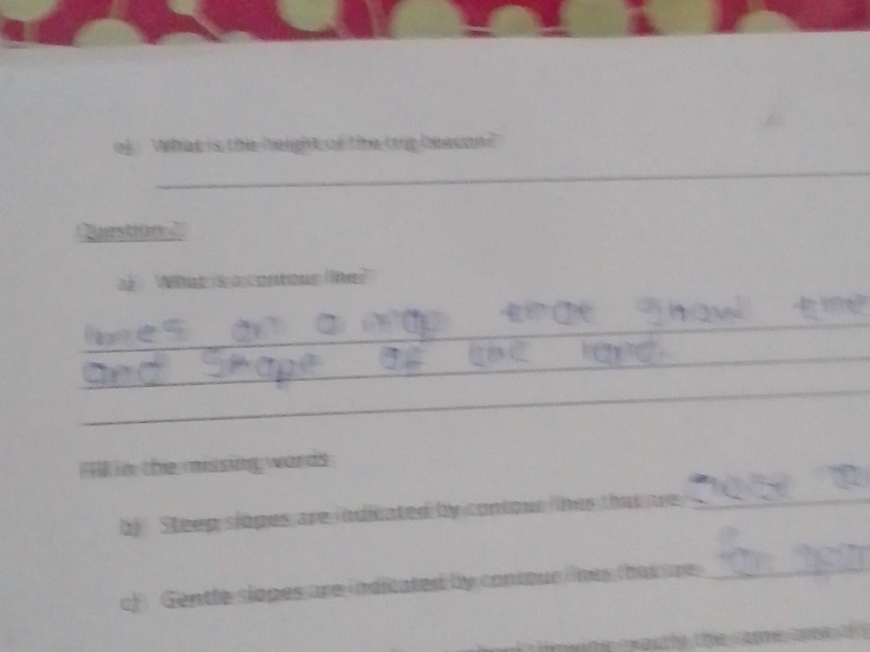 a) What is a contour line? lines on a map | StudyX
