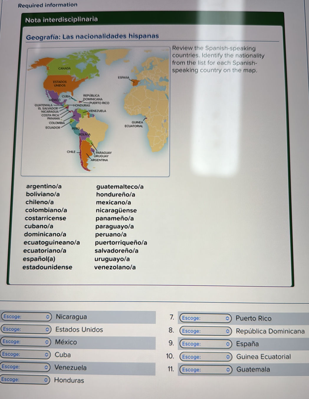 Review the Spanish-speaking countries. | StudyX
