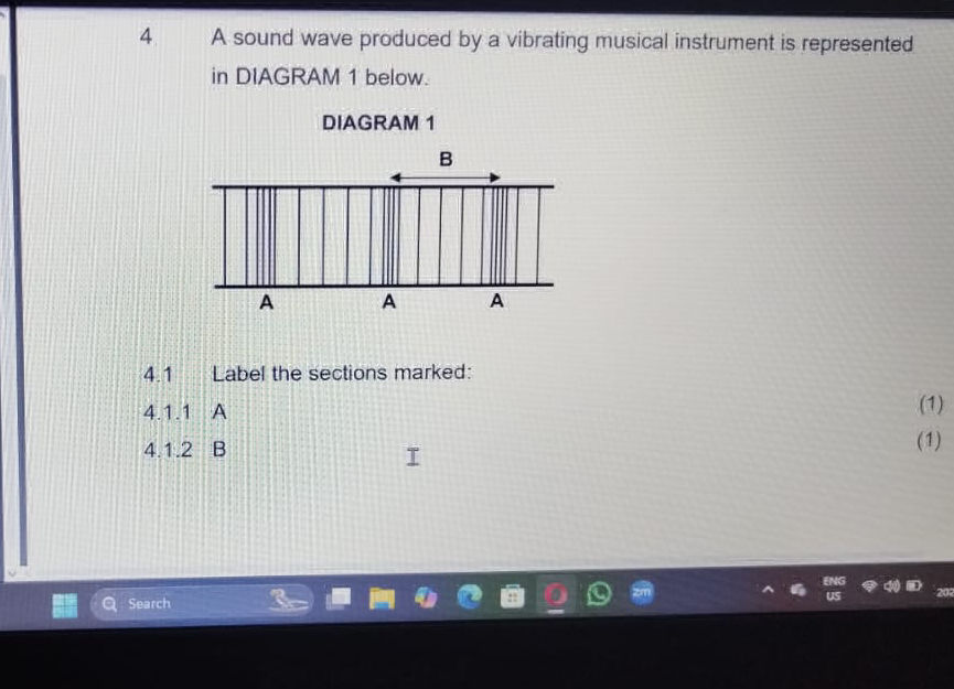 4 A sound wave produced by a vibrating | StudyX