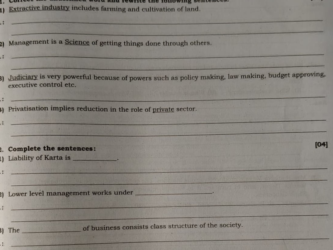1. Correct the underlined word and rewrite | StudyX