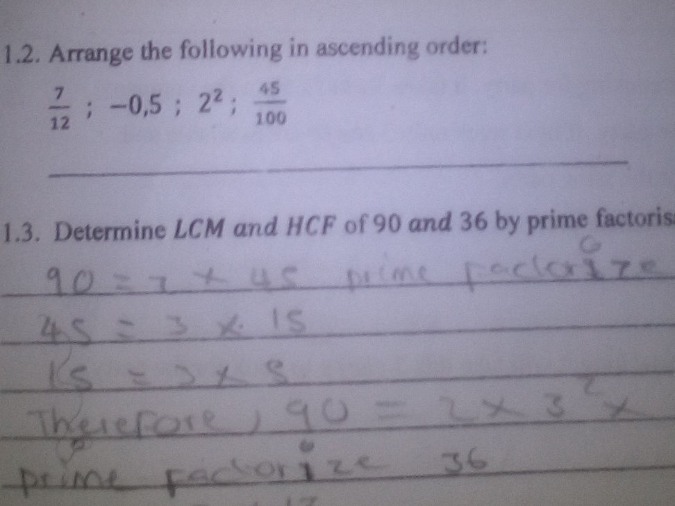 1.2. Arrange the following in ascending | StudyX