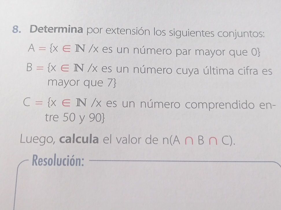 8. Determina por extensión los siguientes | StudyX