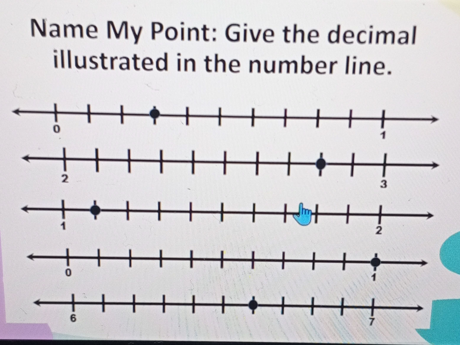Name My Point: Give the decimal illustrated | StudyX