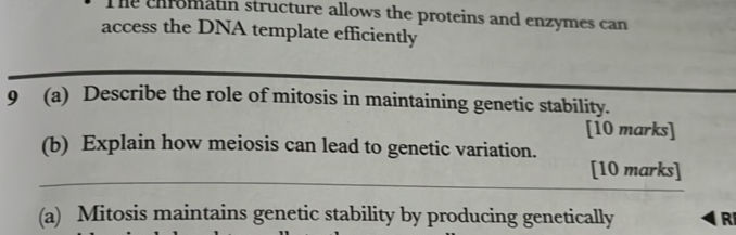 9 (a) Describe the role of mitosis in | StudyX