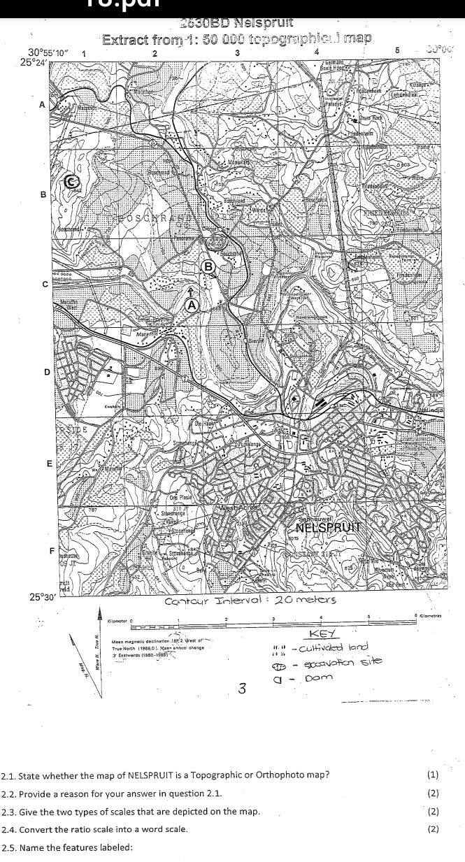 2.1. State whether the map of NELSPRUIT is a | StudyX