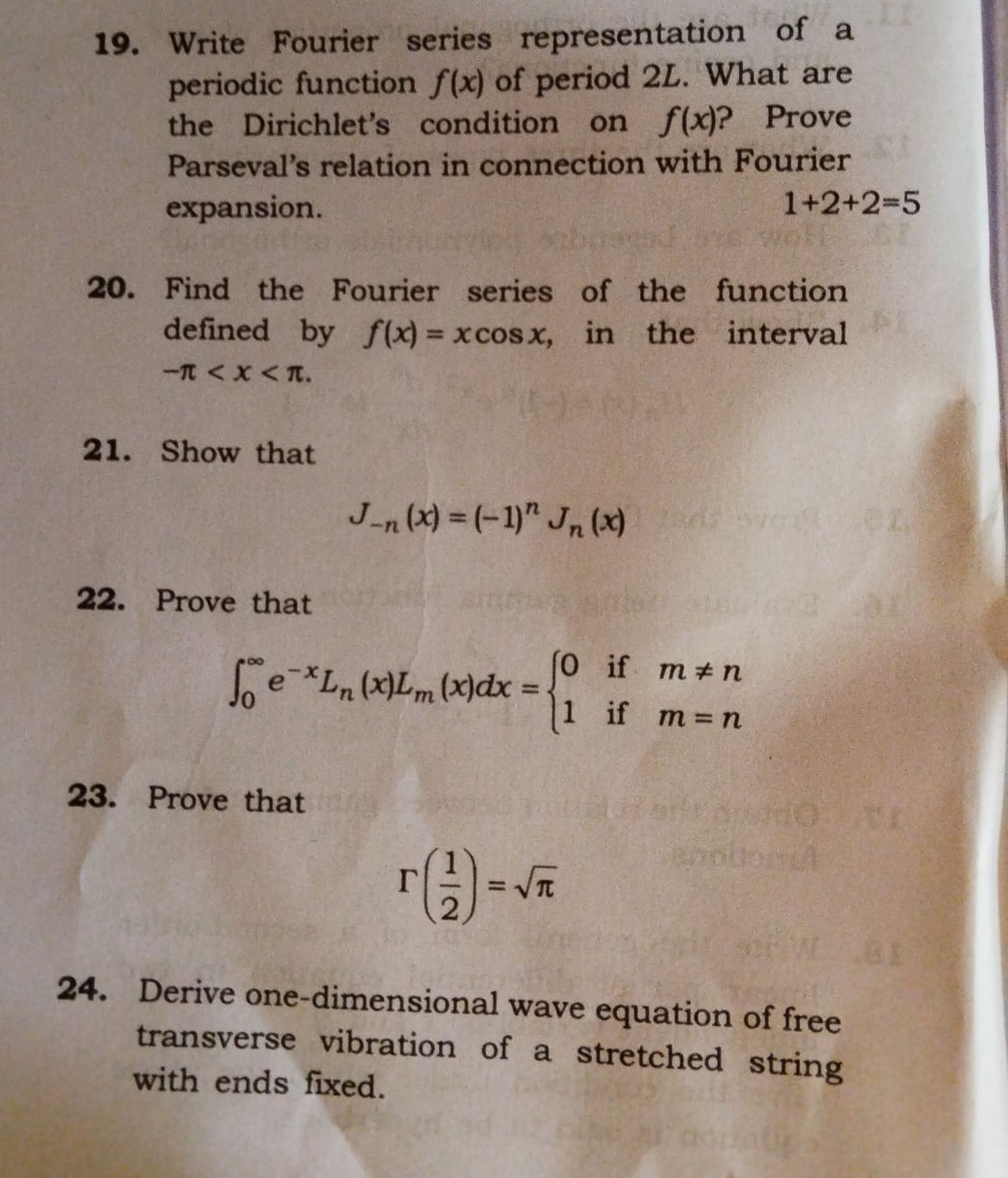 19. Write Fourier series representation of a | StudyX