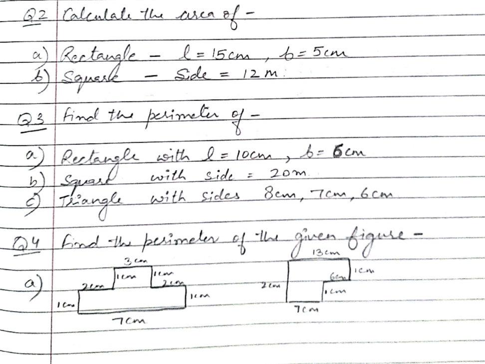 Q2 Calculate the area of - a) Rectangle - l | StudyX