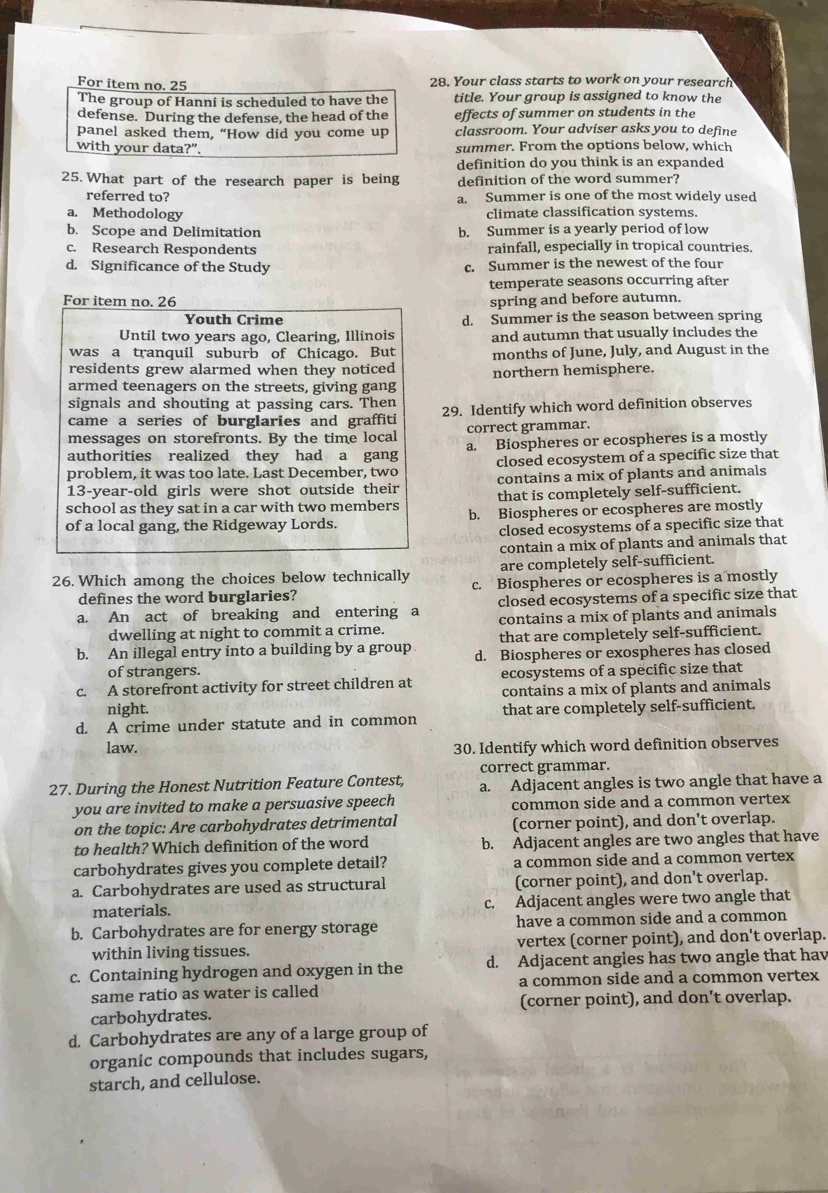 25. What part of the research paper is being | StudyX