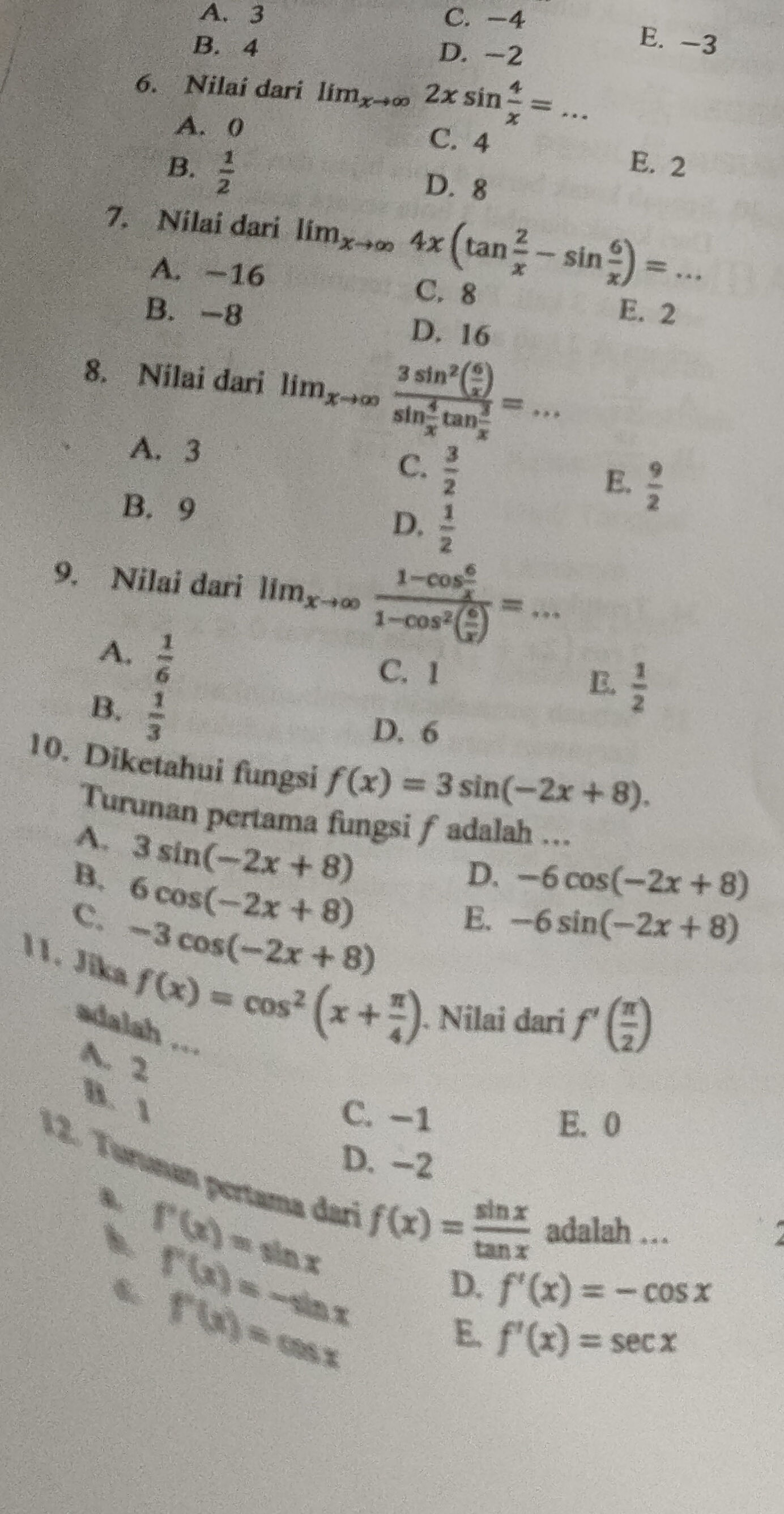 6. Nilai dari $_{x } 2x { {4}{x}} = ...$ | StudyX