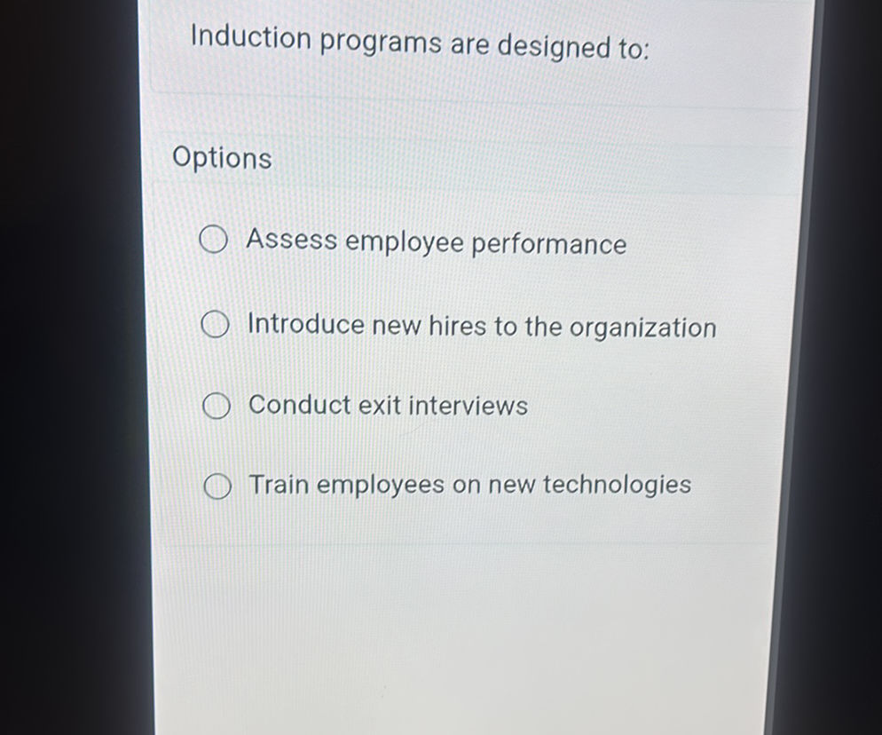 Induction programs are designed to: Options | StudyX