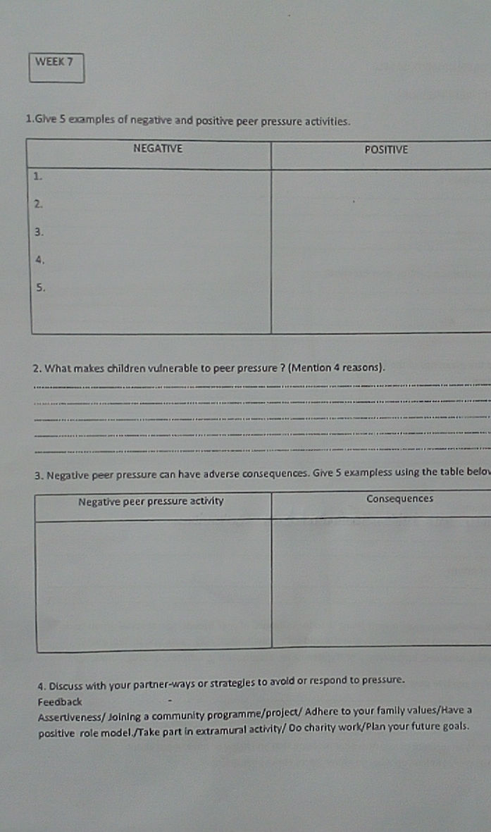 1. Give 5 examples of negative and positive | StudyX