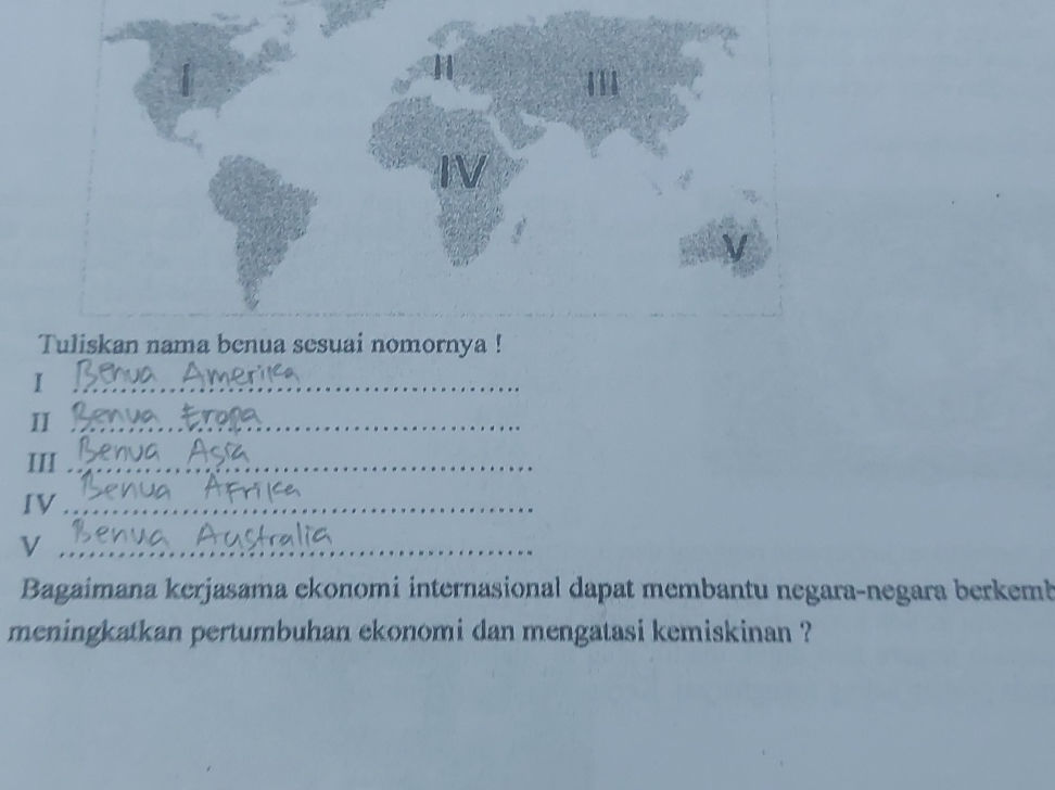 Tuliskan nama benua sesuai nomornya ! I | StudyX