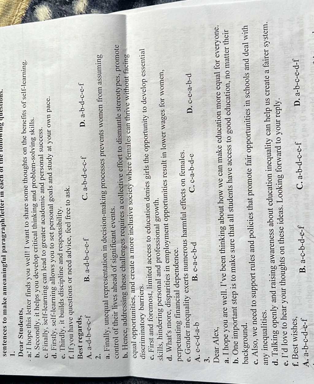 1. Dear Students, a: I hope this letter | StudyX