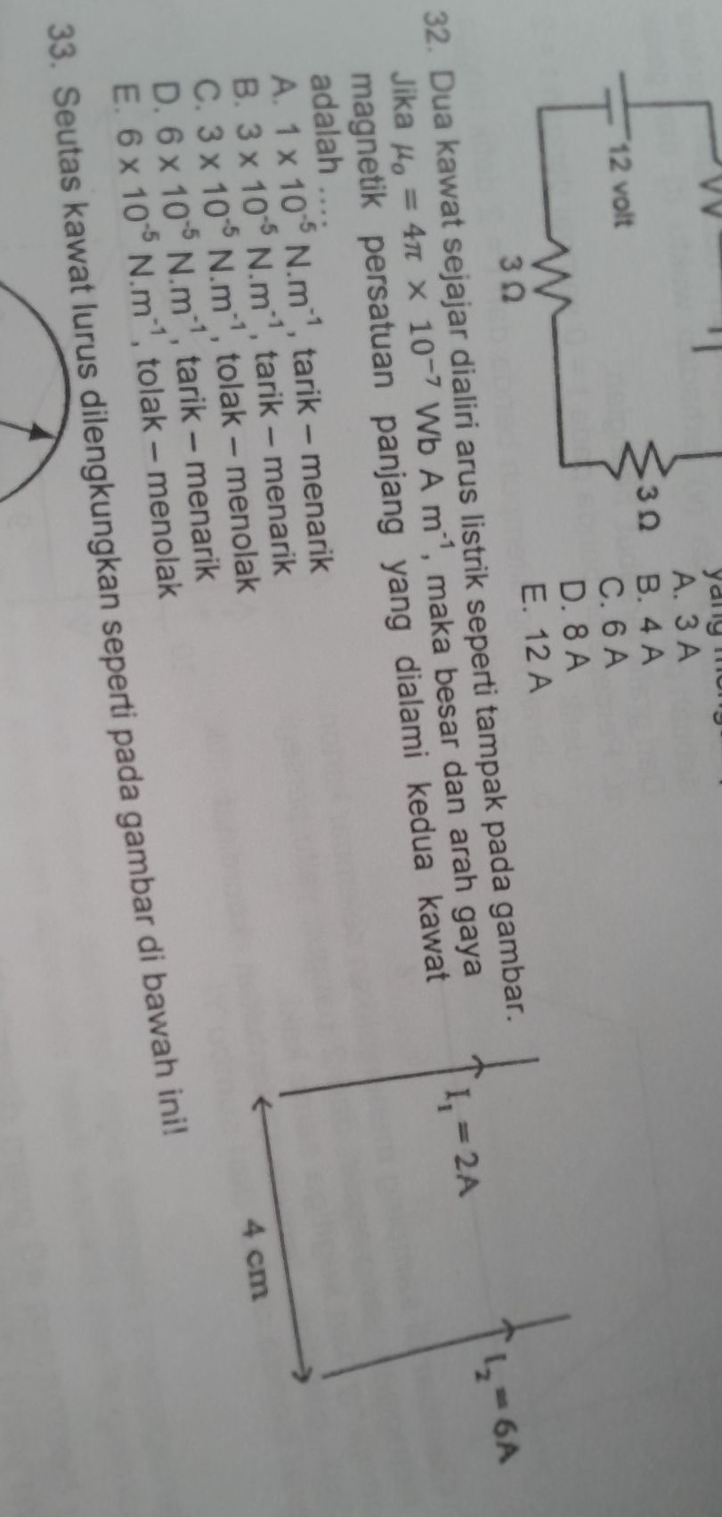 32. Dua kawat sejajar dialiri arus listrik | StudyX