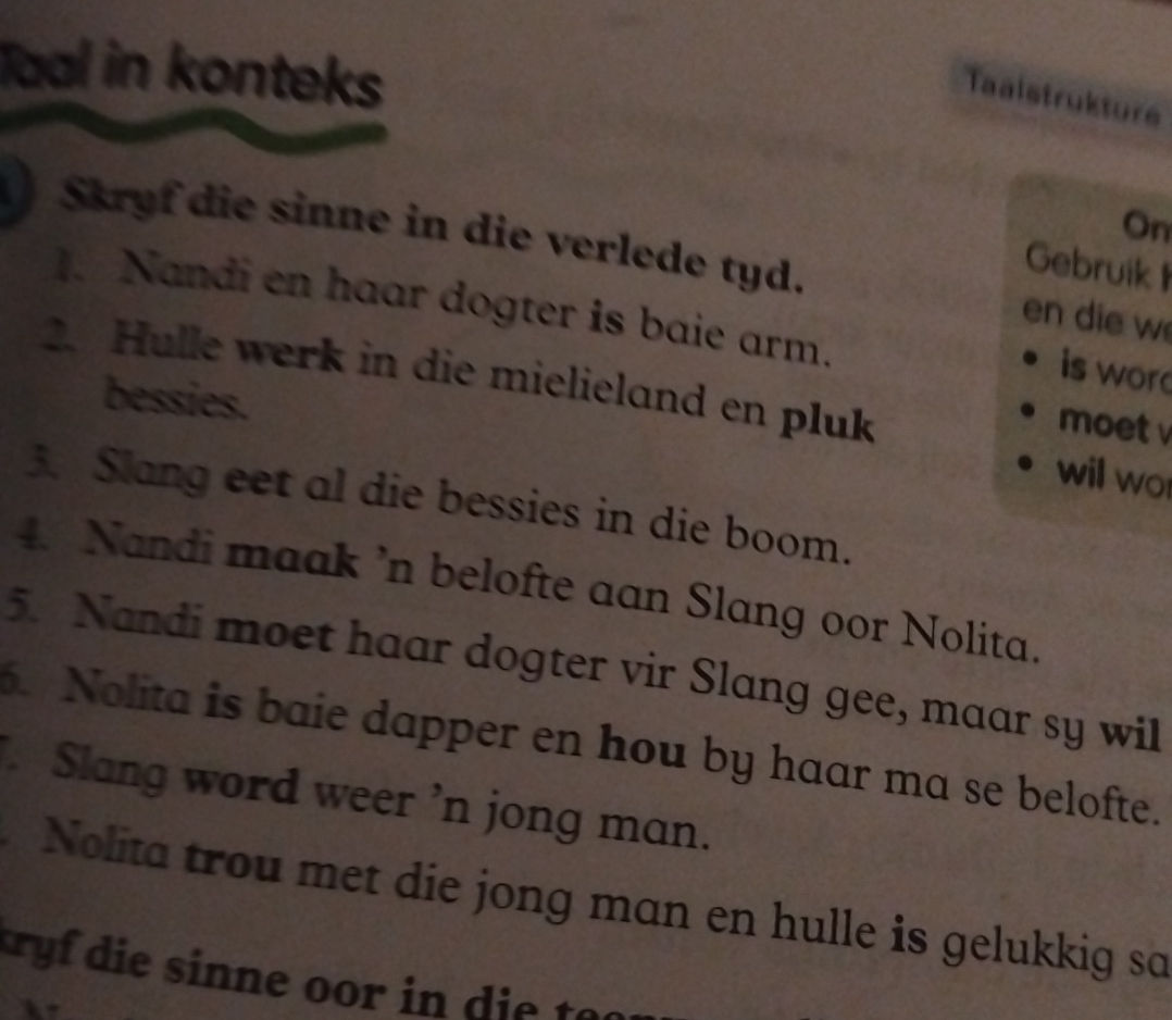 Skryf die sinne in die verlede tyd. 1. | StudyX