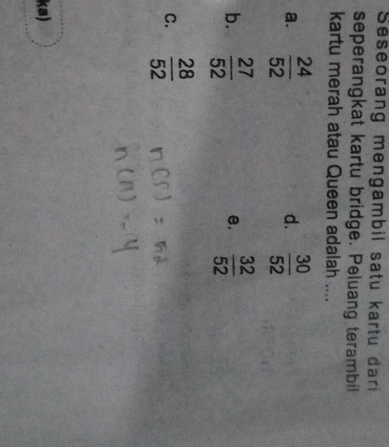 Seseorang mengambil satu kartu dari | StudyX