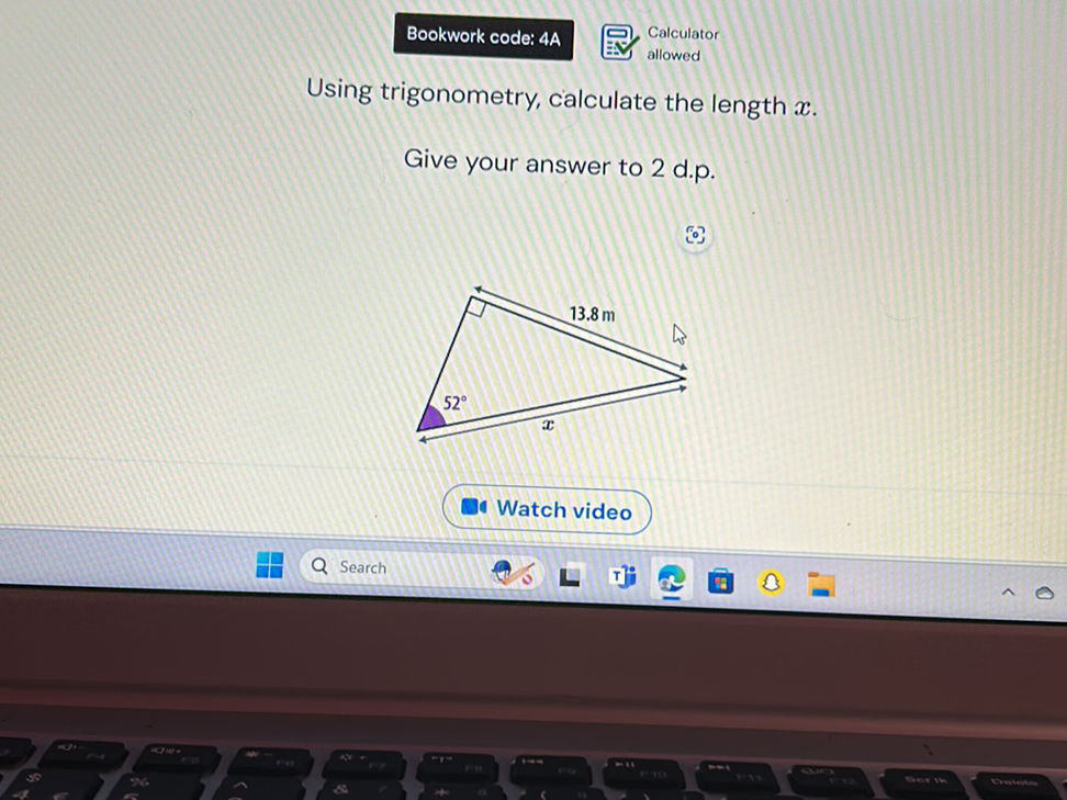 Using trigonometry, calculate the length | StudyX