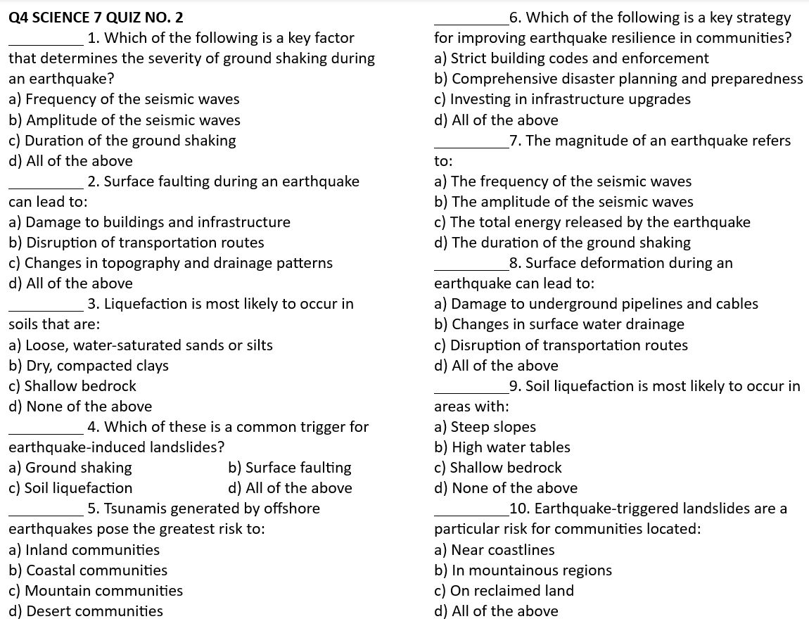 Q4 SCIENCE 7 QUIZ NO. 2 1. Which of the | StudyX