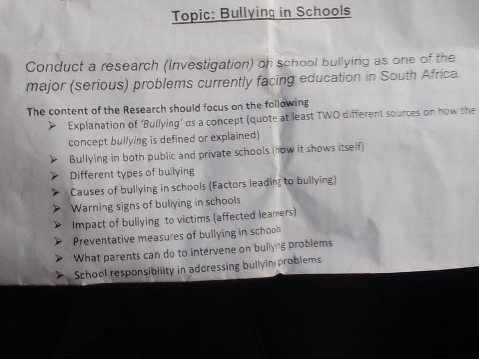 Conduct a research (Investigation) on school | StudyX