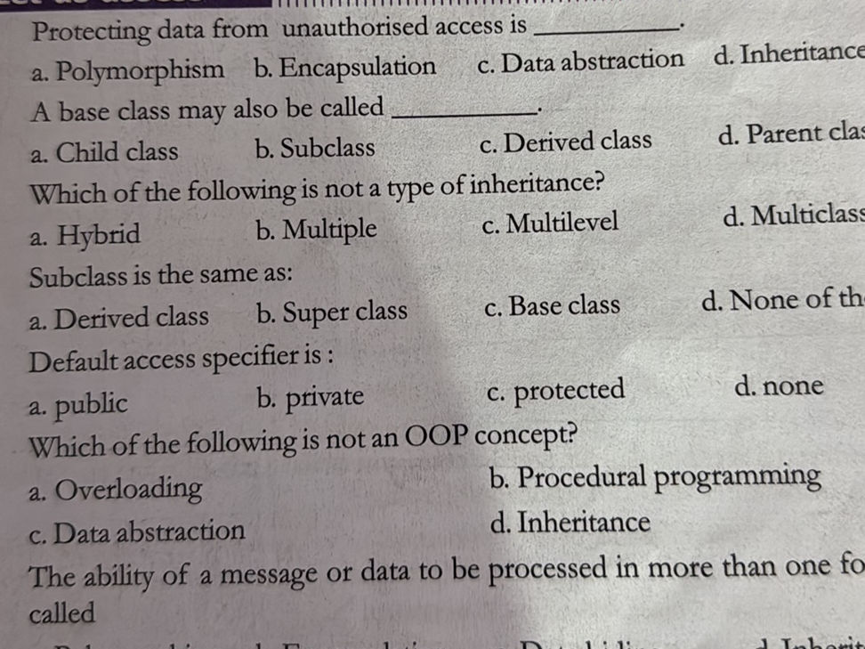 Protecting data from unauthorised access is | StudyX