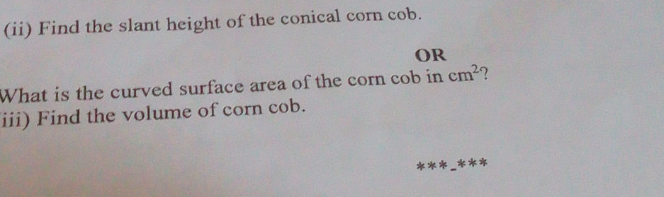 (ii) Find the slant height of the conical | StudyX