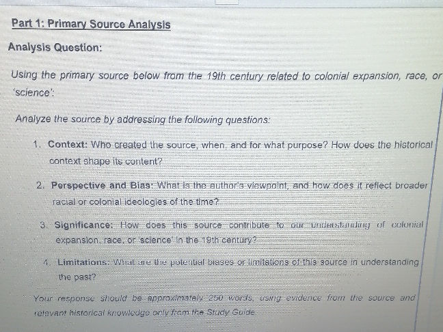 Part 1: Primary Source Analysis Analysis | StudyX