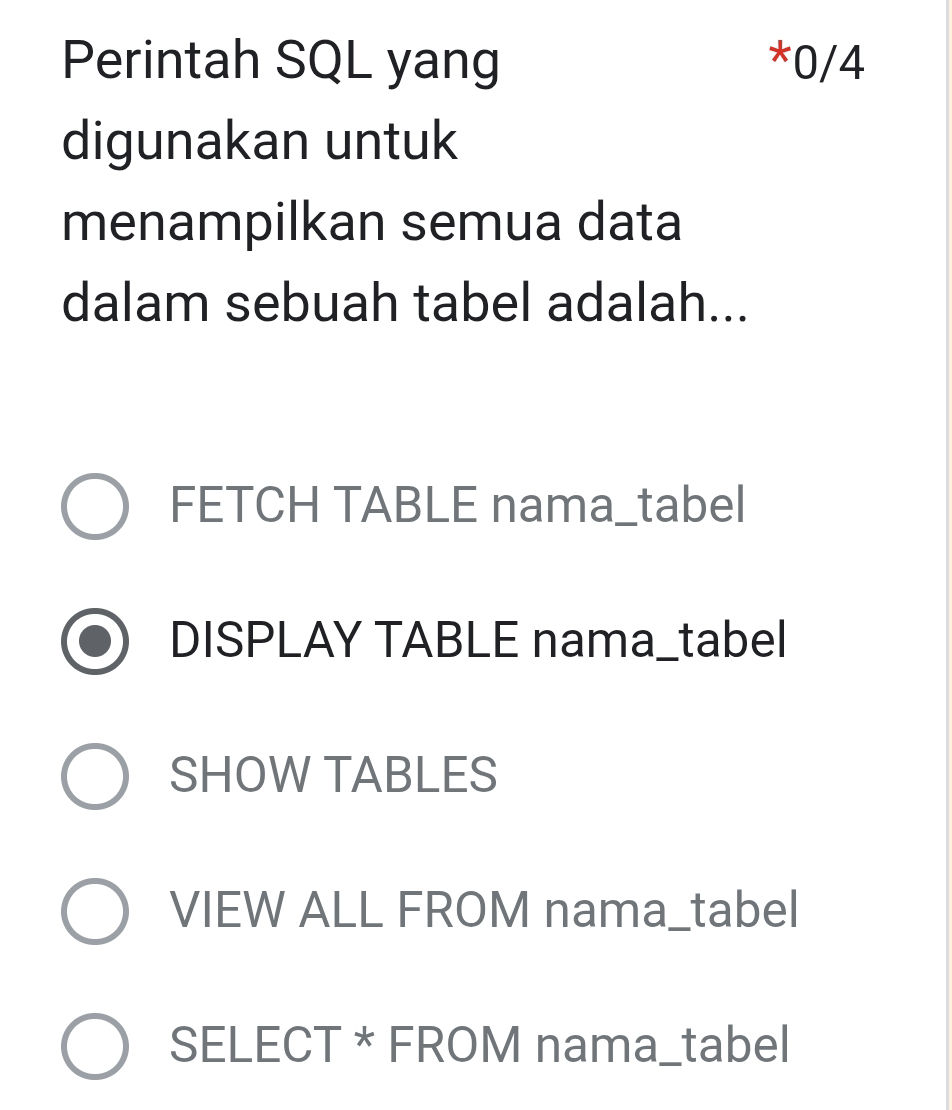 Perintah SQL yang digunakan untuk | StudyX