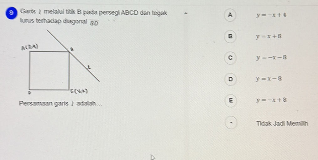 9 Garis l melalui titik B pada persegi ABCD | StudyX