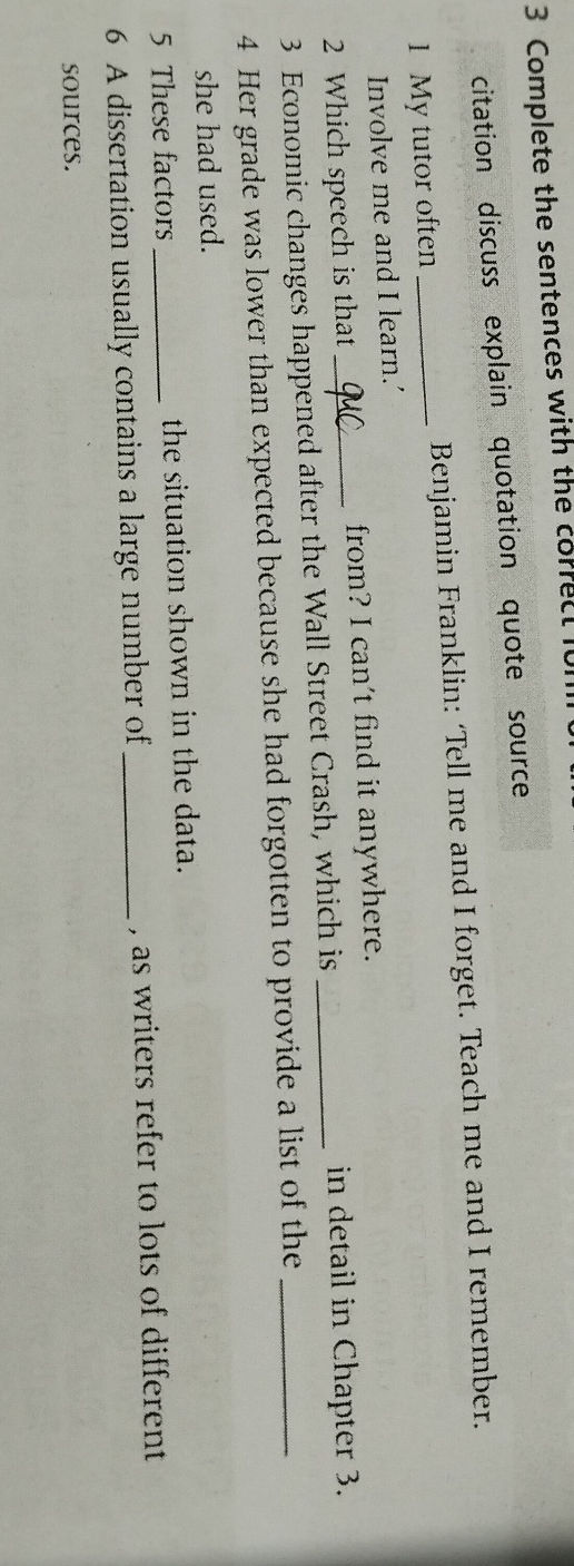 3 Complete the sentences with the correct | StudyX