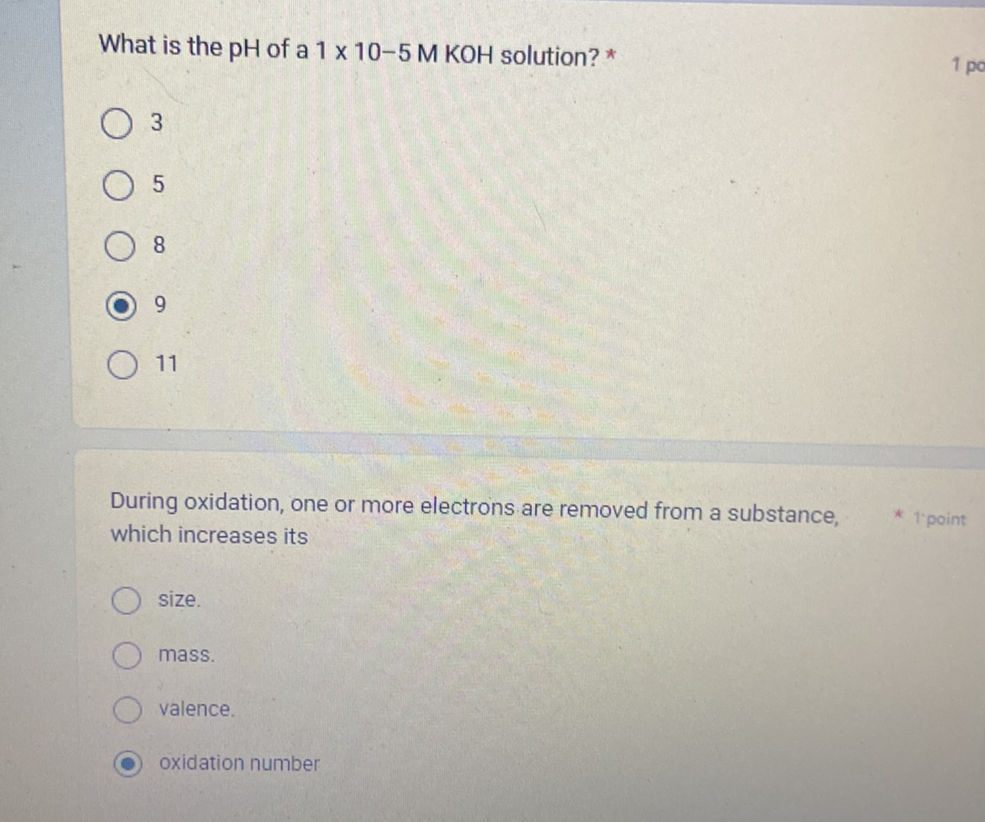 What is the pH of a 1 x 10-5 M KOH solution? | StudyX