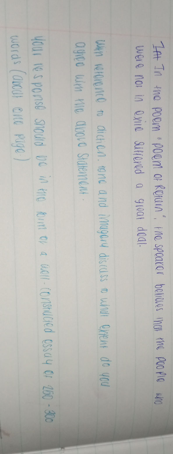 In the poem "poem of Return", the speaker | StudyX