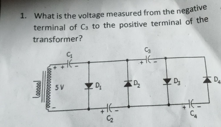 1. What is the voltage measured from the | StudyX