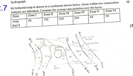 b) Isohyetal map is drawn in a catchment | StudyX