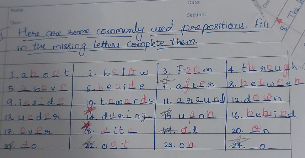 Here are some commonly used prepositions. | StudyX