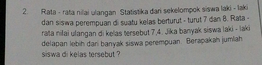 2. Rata-rata nilai ulangan Statistika dari | StudyX